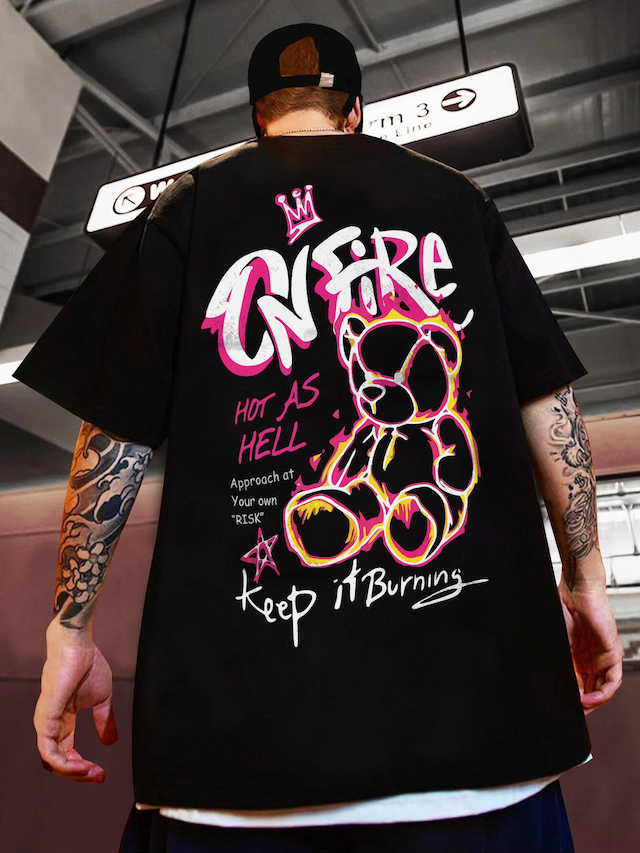 On Fire Oversized Printed T-shirt | On Fire T-shirt Black